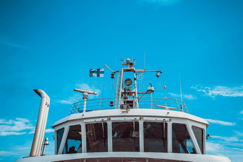Ship Bridge for Navigation and Control. Stock Photo - Image of ocean ...