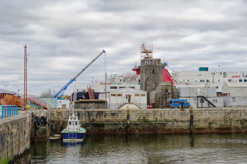 Ship Building and Crane in Greenock at Waterside Dock Stock Image ...