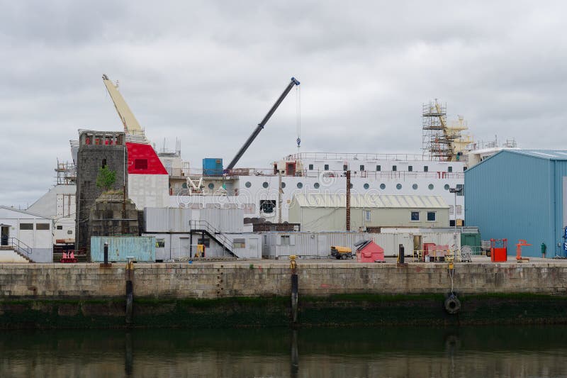 Ship Building and Crane in Greenock at Waterside Dock Stock Image ...