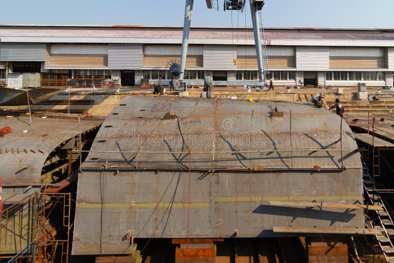 Ship Building Inside of Dry Dock Stock Image - Image of power, harbor ...