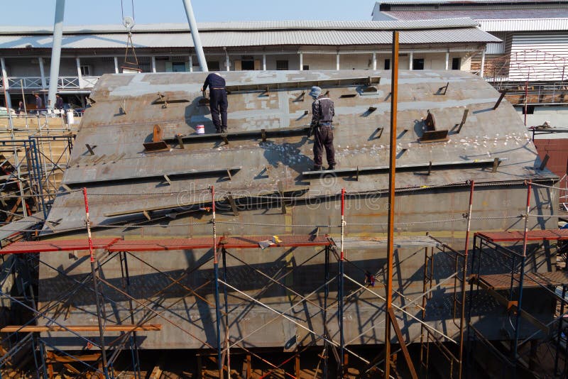 Ship Building Shoot Inside of Dry Dock Stock Photo - Image of nautical ...