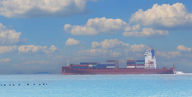 Ship of Business with Logistics Cargo Concept and the Map Global ...