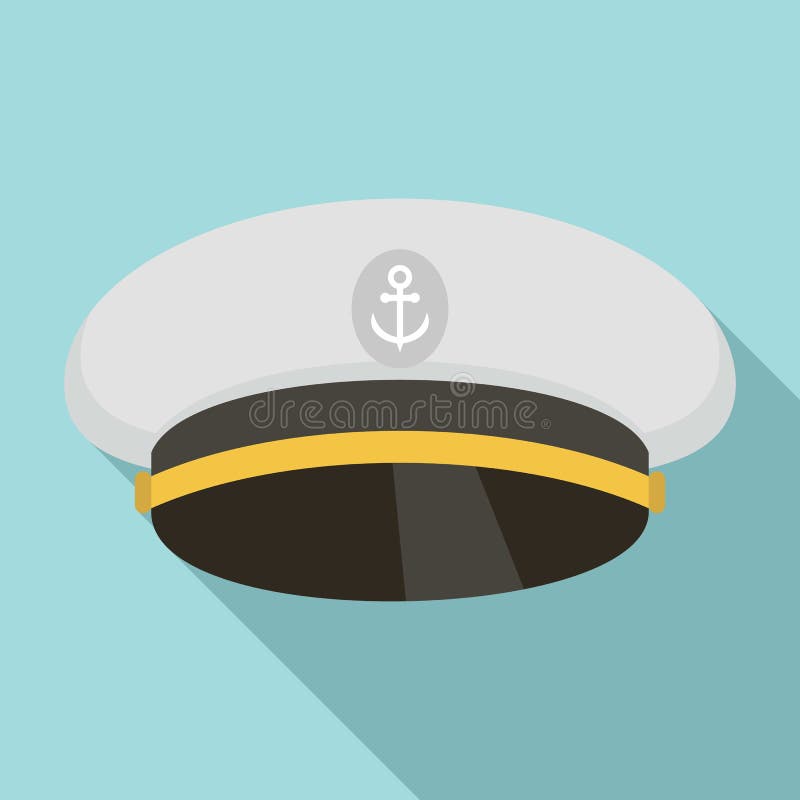 Ship Captain Cap Icon, Flat Style Stock Vector - Illustration of sail ...