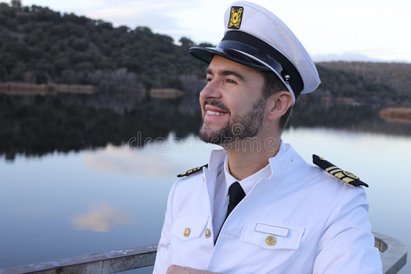 Ship Captain with Elegant Uniform Stock Image - Image of deck ...
