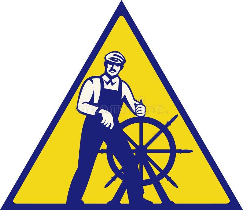 Ship Captain Behind the Wheel Stock Illustration - Illustration of ...