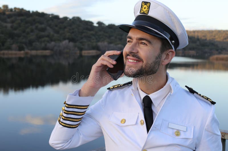 Ship Captain Making an International Call Stock Image - Image of marine ...