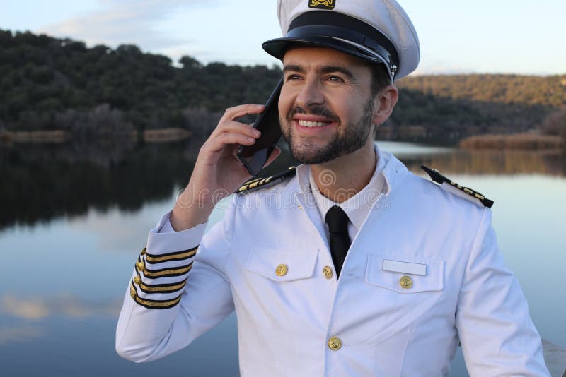 Ship Captain Making a Phone Call Stock Image - Image of cruise, master ...