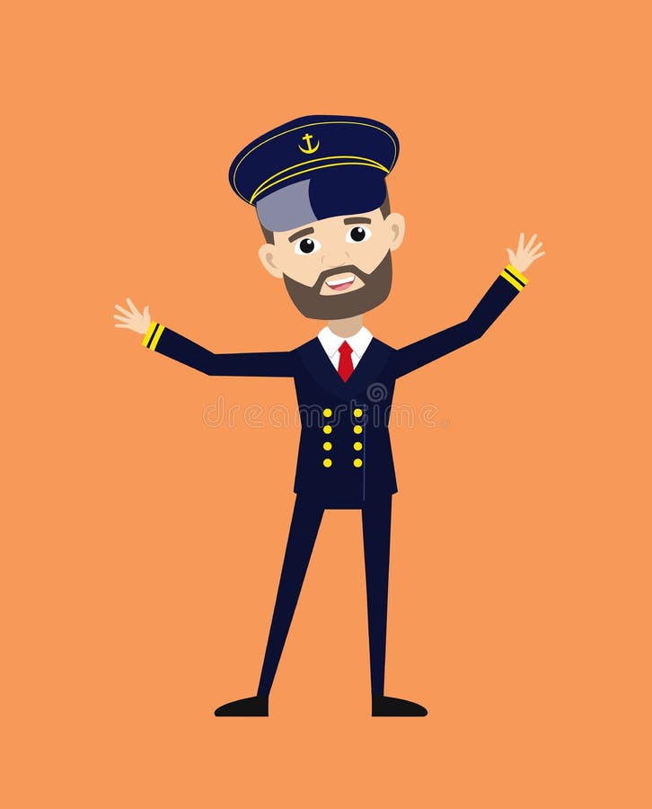 Ship Captain Pilot - in Cheerful Pose Stock Vector - Illustration of ...