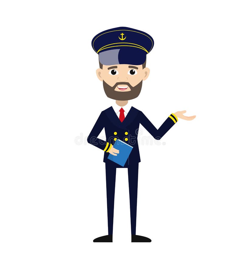 Ship Captain Pilot - Holding a Book and Presenting Stock Vector ...