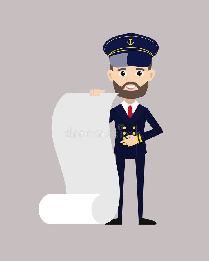 Ship Captain Pilot - Showing a Paper Scroll Stock Vector - Illustration ...