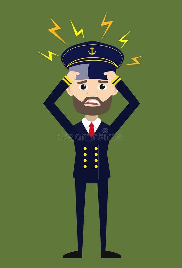 Ship Captain Pilot - with Worried Face Stock Vector - Illustration of ...