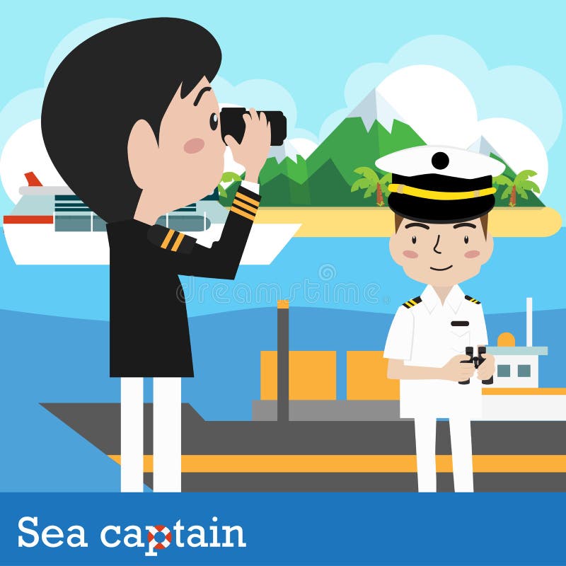 Ship captain stock vector. Illustration of railing, design - 85170028