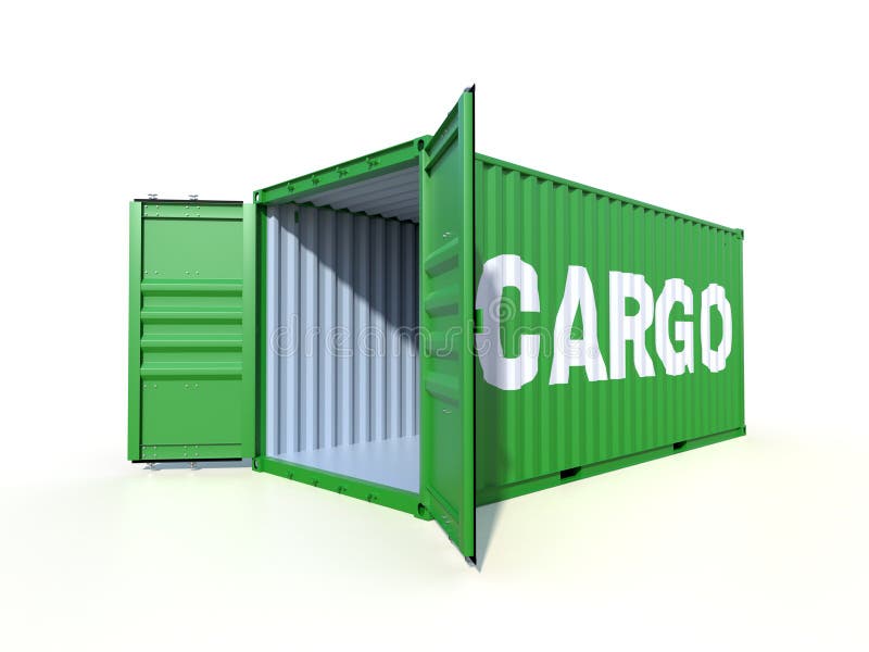 Ship Cargo Container Side View with Cardboard Boxes Stock Illustration ...