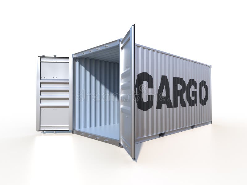 Ship Cargo Container Side View with Cardboard Boxes Stock Illustration ...