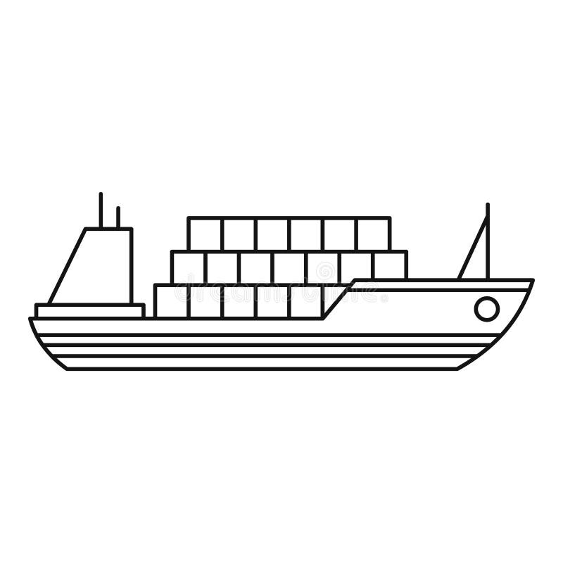 Ship with Cargo Icon, Outline Style Stock Vector - Illustration of ...