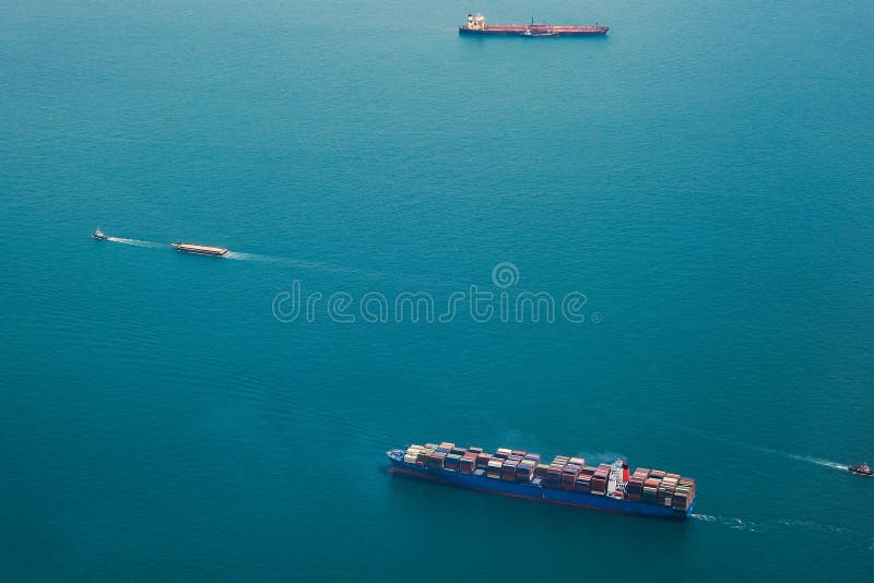 Ship Carrying Goods on the Sea from a High Angle Stock Image - Image of ...
