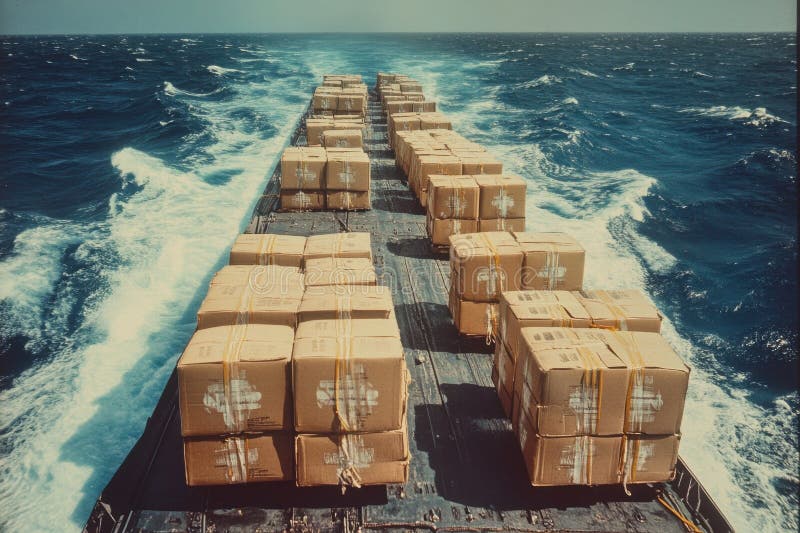 A Ship is Carrying a Large Number of Boxes Stock Image - Image of ocean ...
