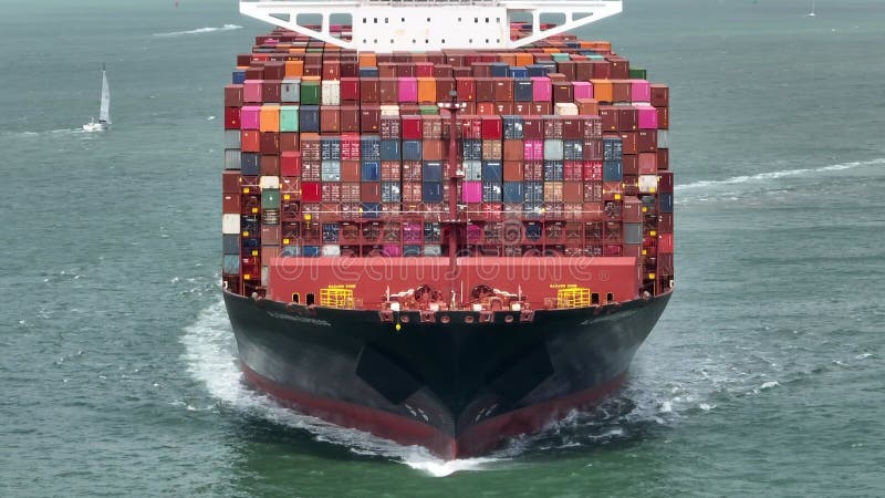 Ship Carrying Thousands of Containers Transporting International Cargo ...