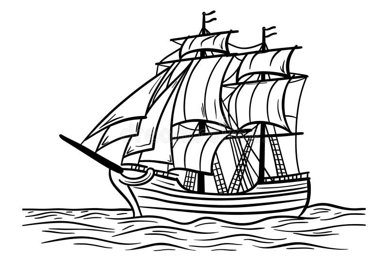 Ship for Children Coloring Page or Book Stock Illustration ...
