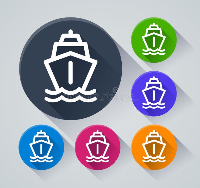 Ship Circle Icons with Shadow Stock Vector - Illustration of green ...