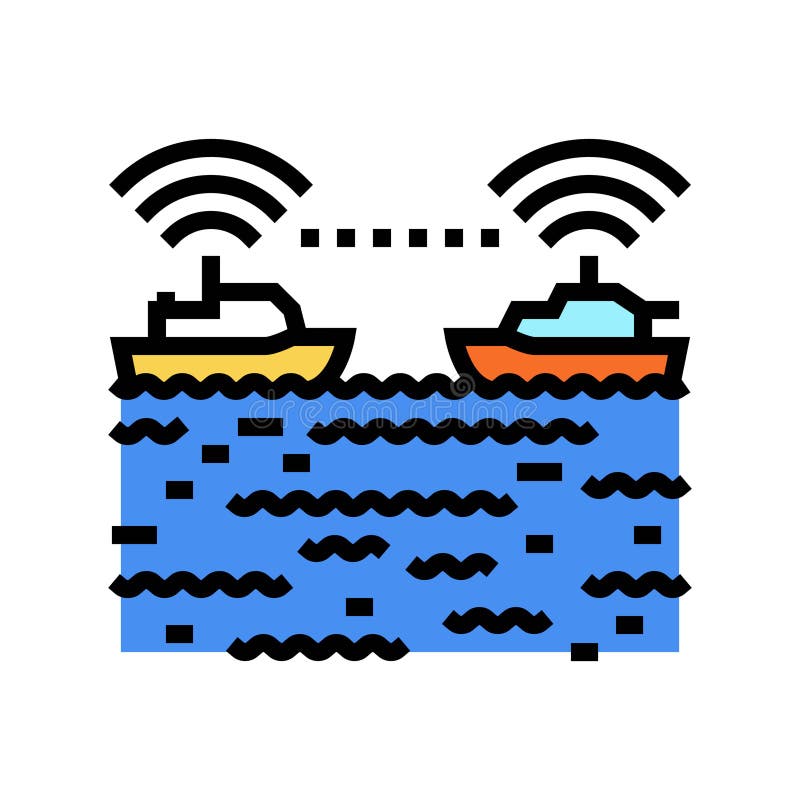 Ship Collision Avoidance Systems Color Icon Vector Illustration Stock ...