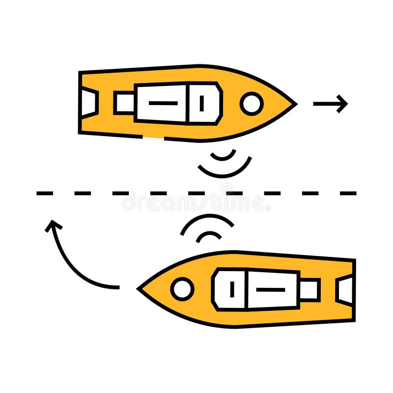 Ship Collision Avoidance Systems Icon Color Illustration Stock ...