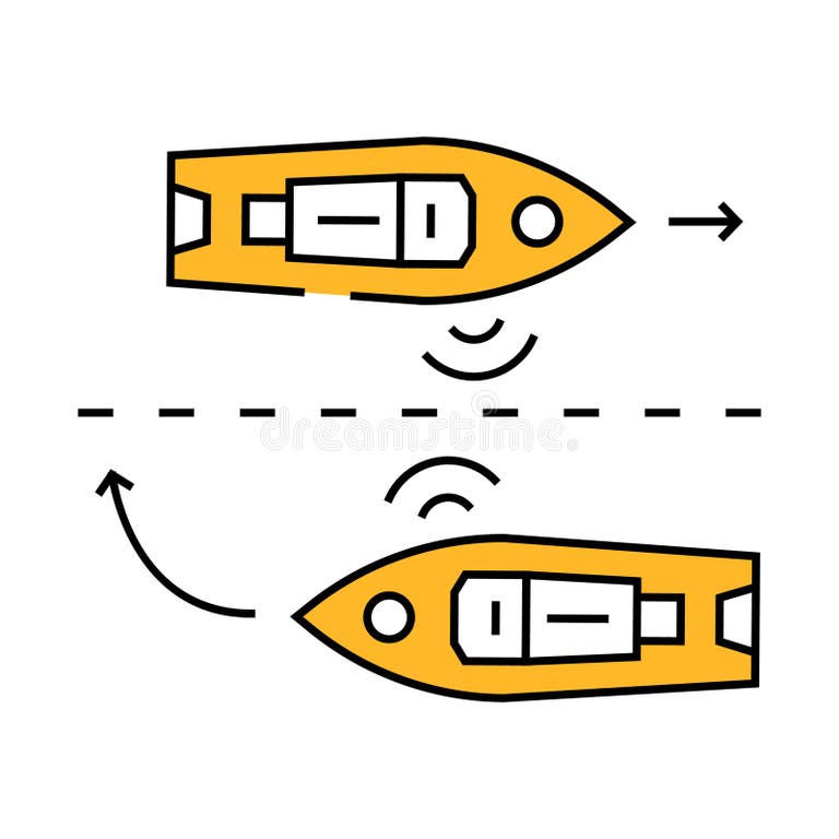 Ship Collision Avoidance Systems Icon Color Illustration Stock ...