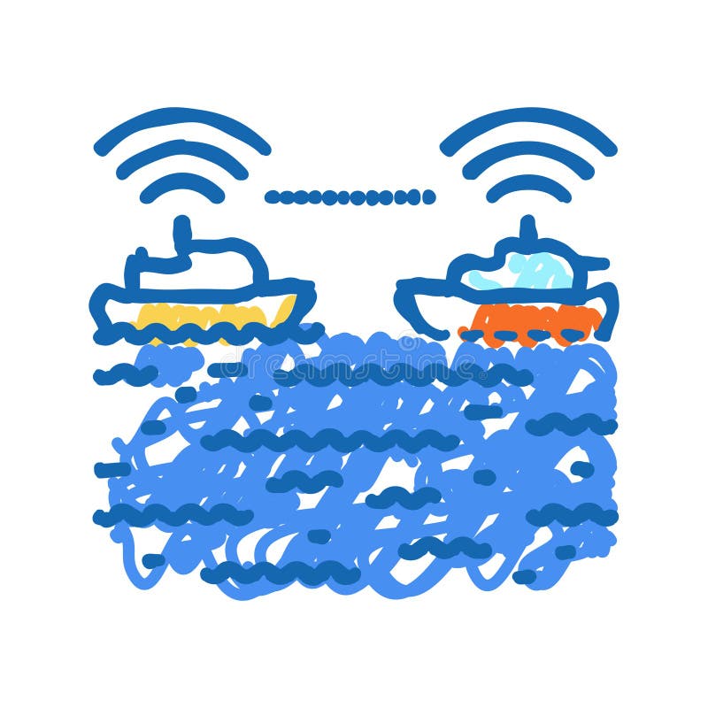 Ship Collision Avoidance Systems Icon Doodle Illustration Stock Vector ...