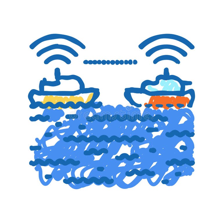 Ship Collision Avoidance Systems Icon Doodle Illustration Stock Vector ...