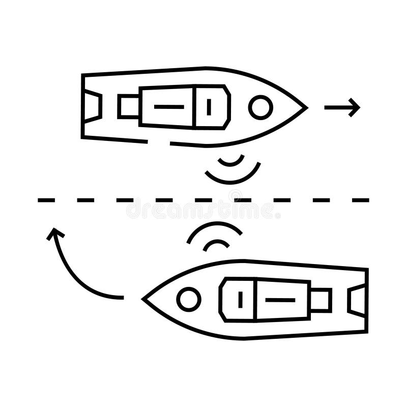 Ship Collision Avoidance Systems Line Icon Vector Illustration Stock ...