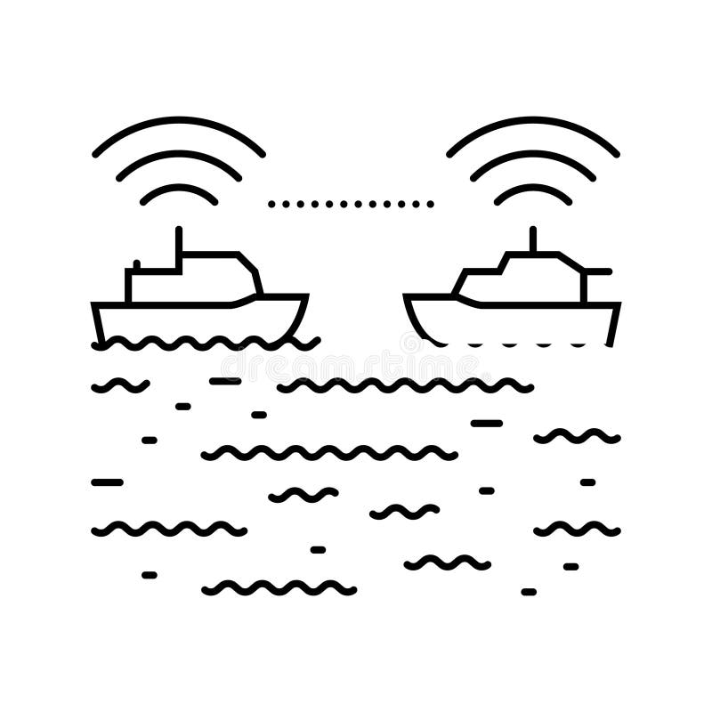 Ship Collision Avoidance Systems Line Icon Vector Illustration Stock ...
