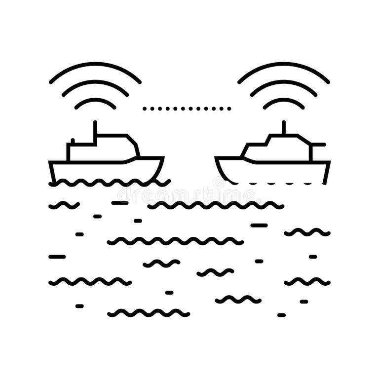 Ship Collision Avoidance Systems Line Icon Vector Illustration Stock ...