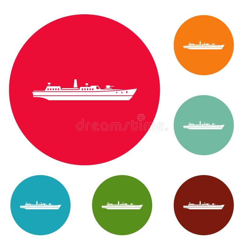 Ship Combat Icons Circle Set Stock Illustration - Illustration of cargo ...