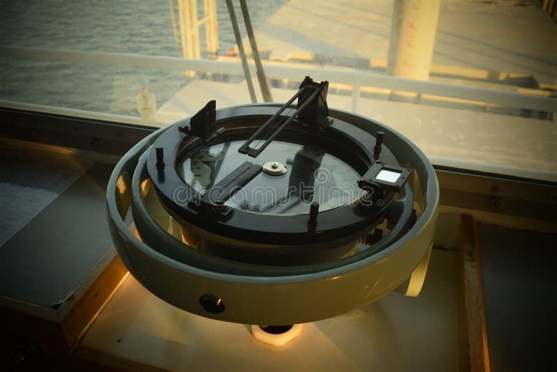 The Vessel Compass on the Bridge Room Stock Image - Image of bridge ...