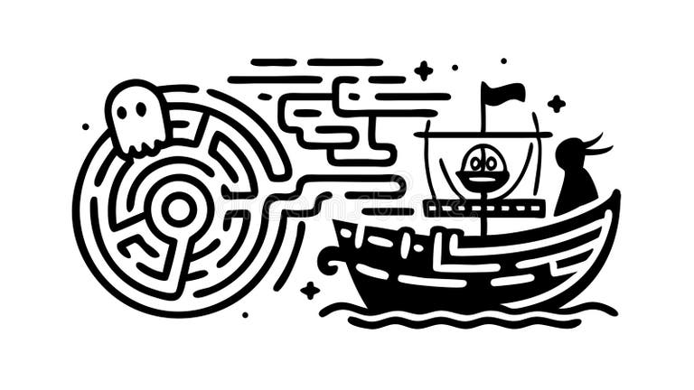 Ship in a Complex Maze, Navigation Challenge, Vector Design Generative AI Stock Vector ...