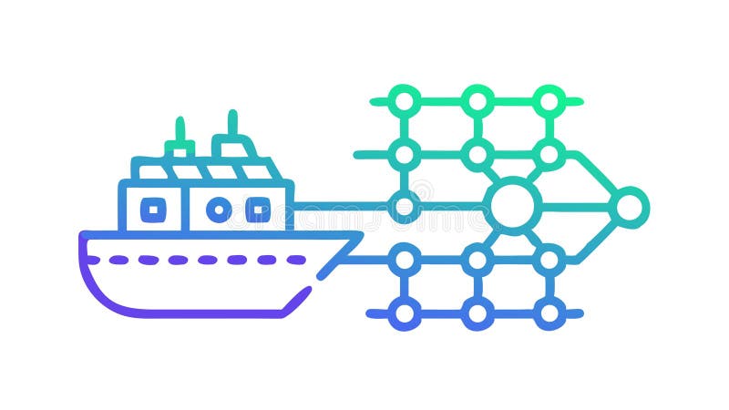 Ship Connected To Blockchain, Digital Logistics, Vector Design ...