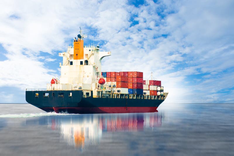 Ship with Container Import & Export Big Box To Dock. Stock Photo ...