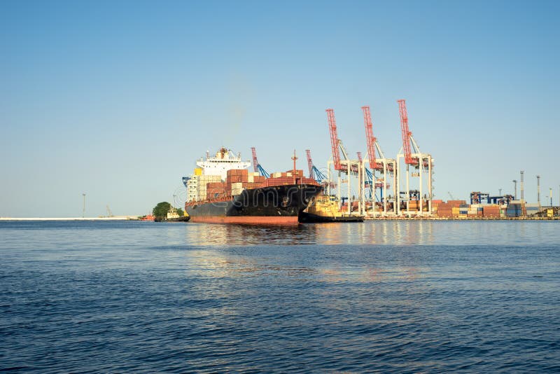 Ship, Container Ship is Moored in Port Stock Photo - Image of objects ...