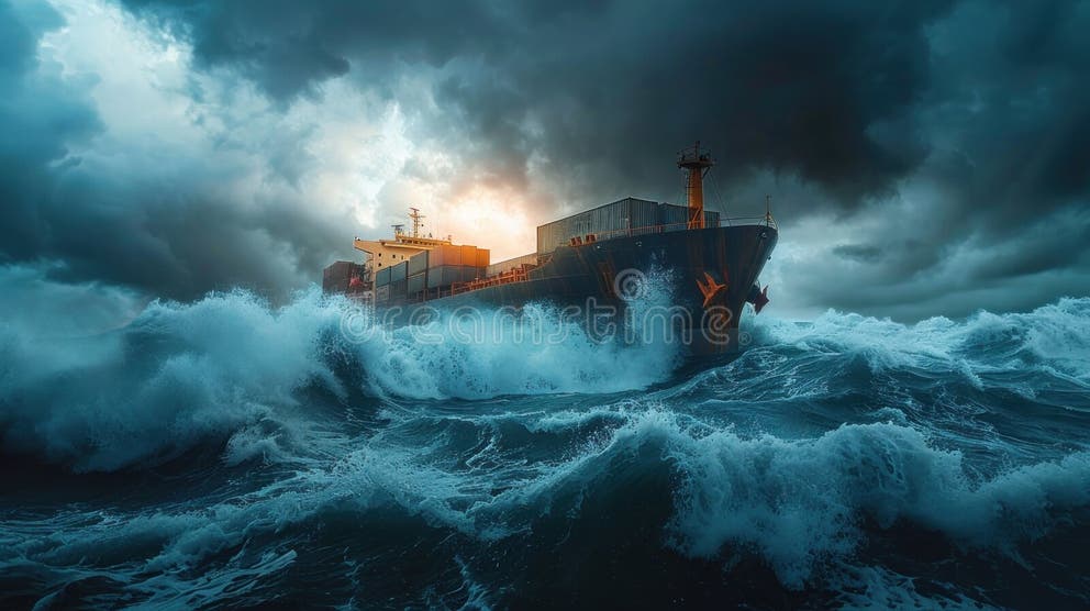 Ship in Container Storm Sinking Stock Image - Image of transportation ...