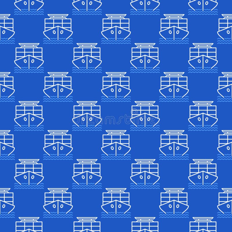 Ship with Containers Vector International Cargo Outline Seamless ...