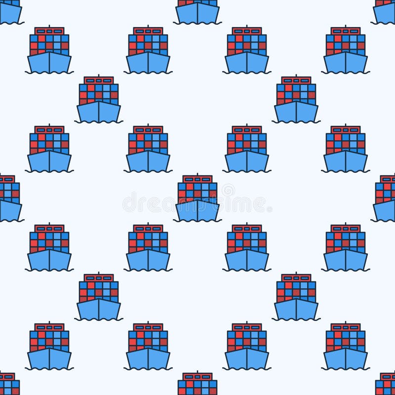 Ship with Containers - Vector Vessel Concept Colored Modern Seamless ...