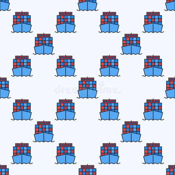 Ship with Containers - Vector Vessel Concept Colored Modern Seamless ...