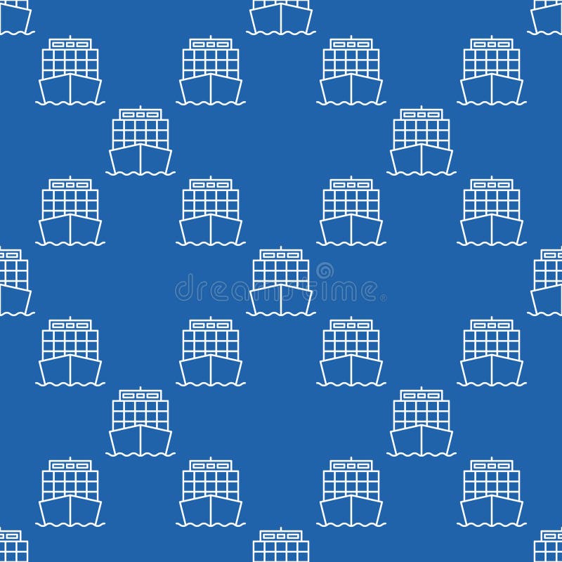 Ship with Containers - Vector Vessel Seamless Pattern Stock Vector ...