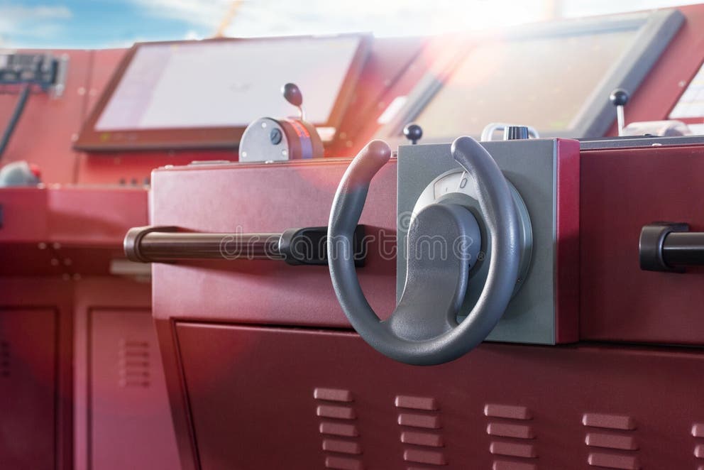 Ship Control Board. Wheelhouse Helm, Vessel Bridge Stock Image - Image ...