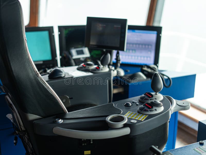 Ship Control on the Bridge. Stock Image - Image of desk, transportation ...