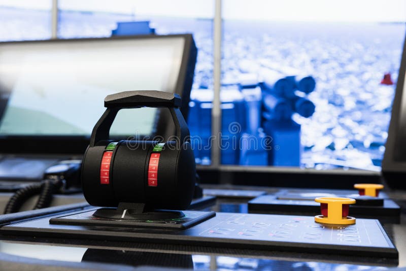 Ship Control Panel with an Engine Accelerator and Digital Screens ...