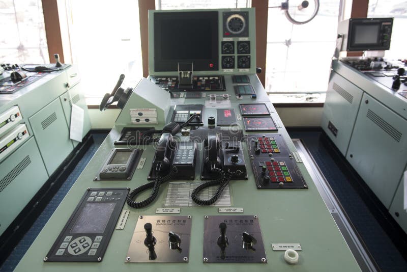 Ship Control Panel and Phone on Tanker . Stock Image - Image of drive ...