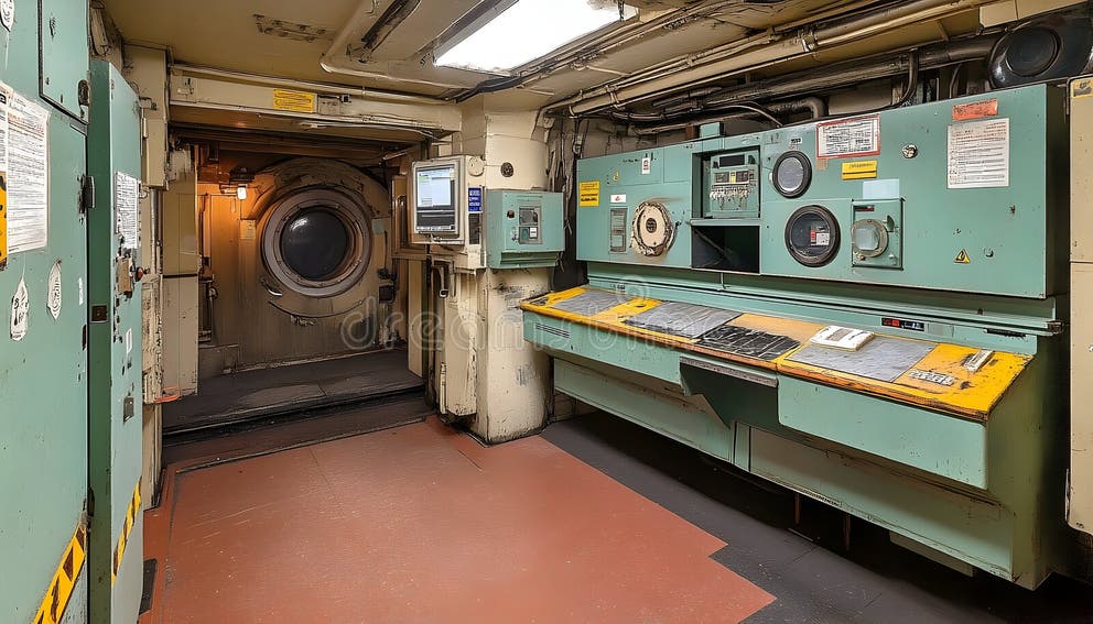 Retro Ship Control Room stock illustration. Illustration of control ...