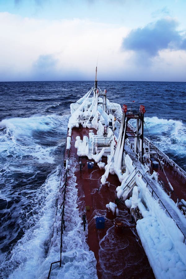 The ship covered with ice stock image. Image of frosting - 65245391