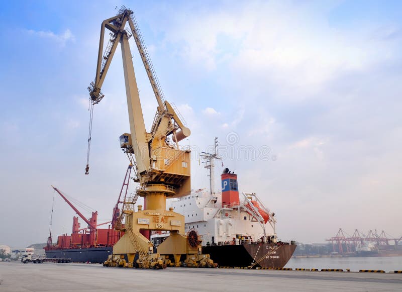 Discharging Of Cargo Scrap Metal From Cargo Ship In The Port Of ...